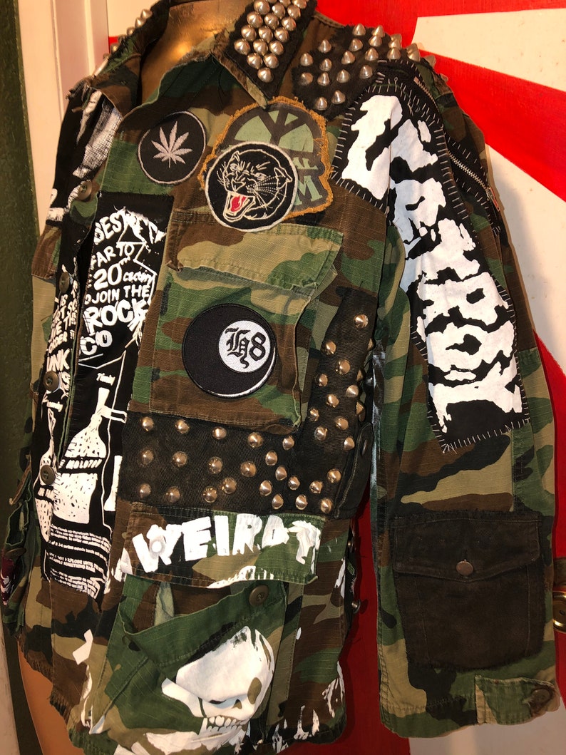 Mens Large Camo Studded Punk Jacket by Addicted to Chaos - Etsy