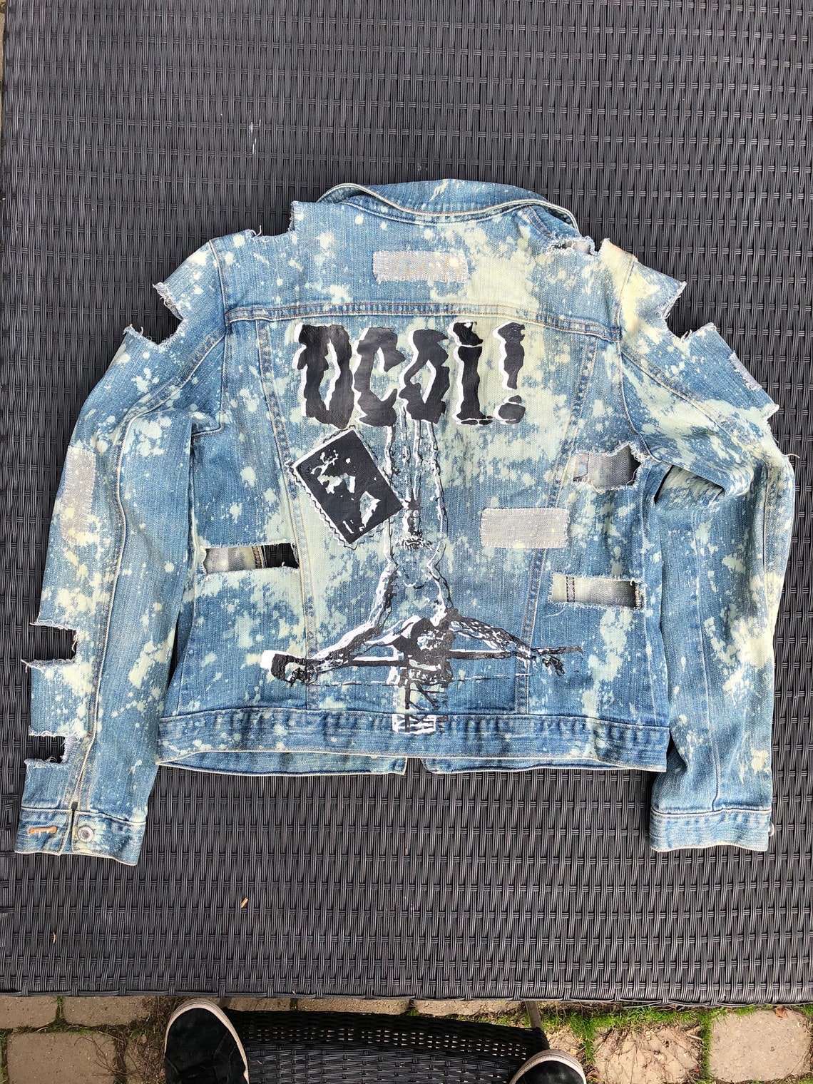 HOLY HELL Punk Jacket Ladies Large Distressed Patched - Etsy