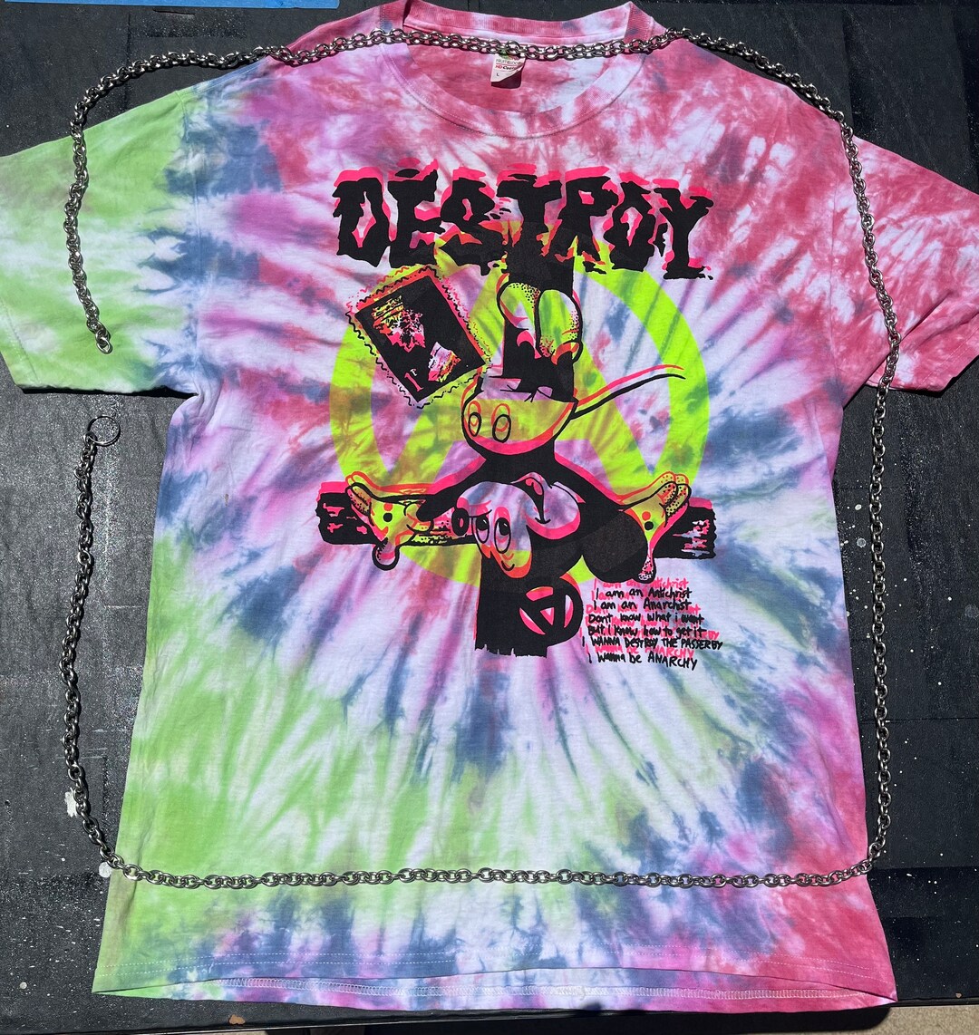 One of a Kind Large Front and Back Prints Tie Dyed PUNK Shirt by ...