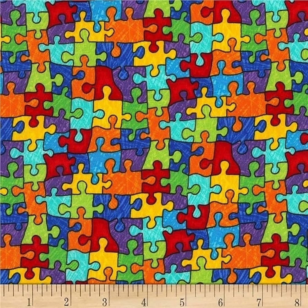 Rainbow Puzzle Pieces by Timeless Treasures - 100% Cotton - Etsy