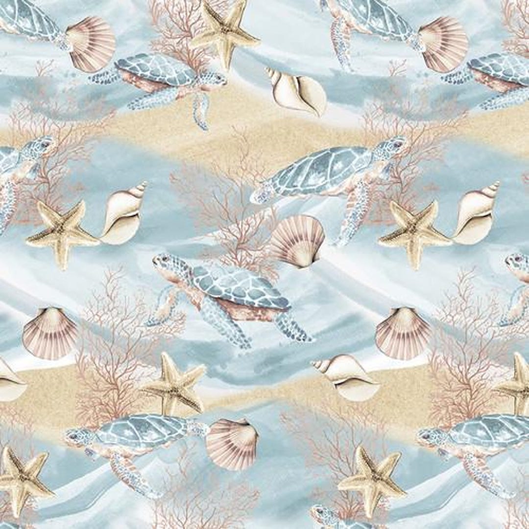 OCEAN OASIS Sea Turtle Cotton Fabric From Blank Quilting #3041-72 - Etsy