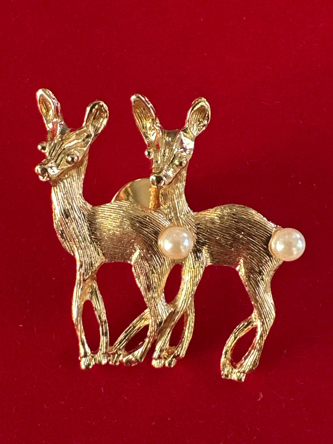 Vintage AVON Holiday Pin Deer Lapel Pin Faux Pearls Gold Tone - Etsy
