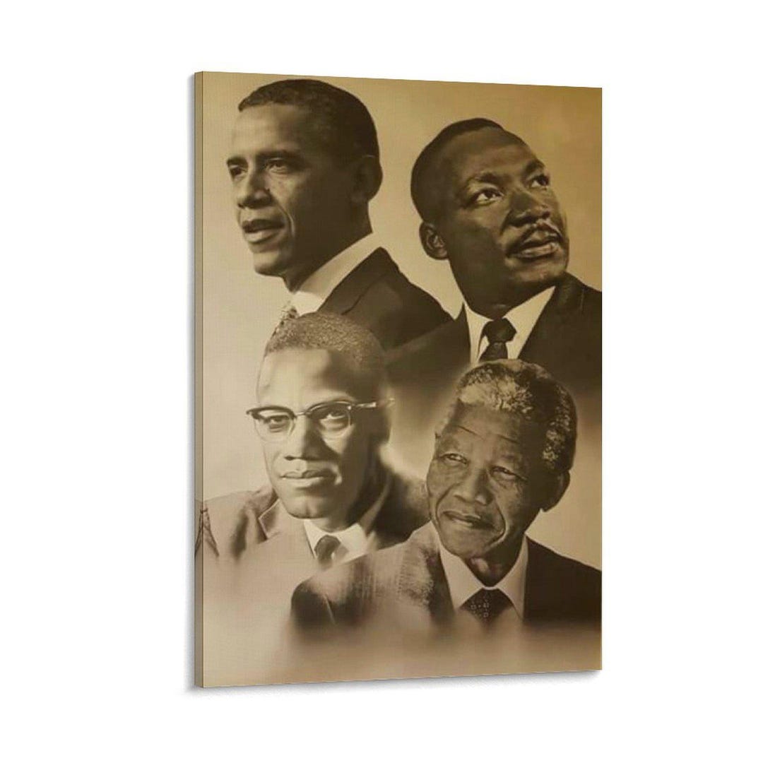 Mandela Malcolm X Obama Martin Luther King Painting on Canvas Wall Art ...