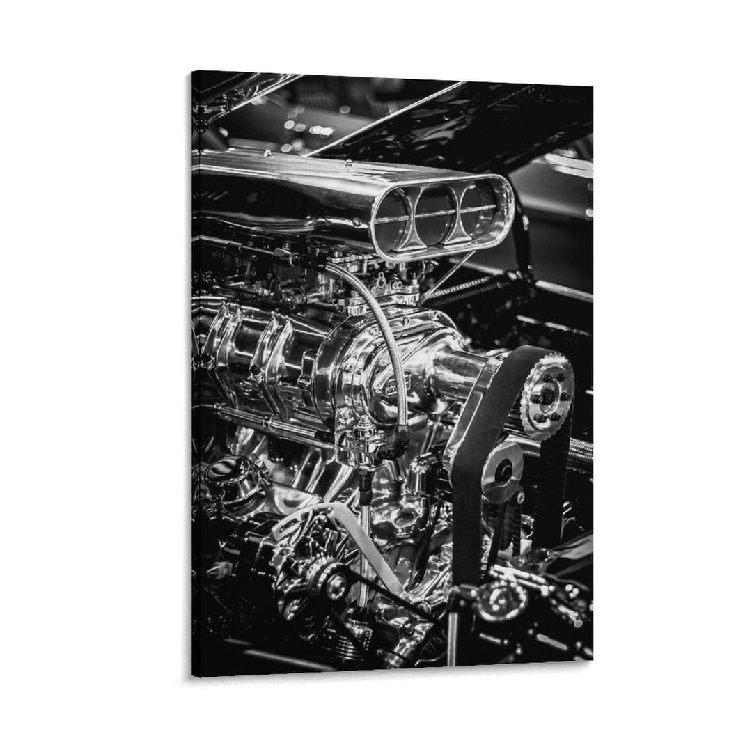 Cool Car Engine Close-up Painting on Canvas Wall Art Poster Picture ...