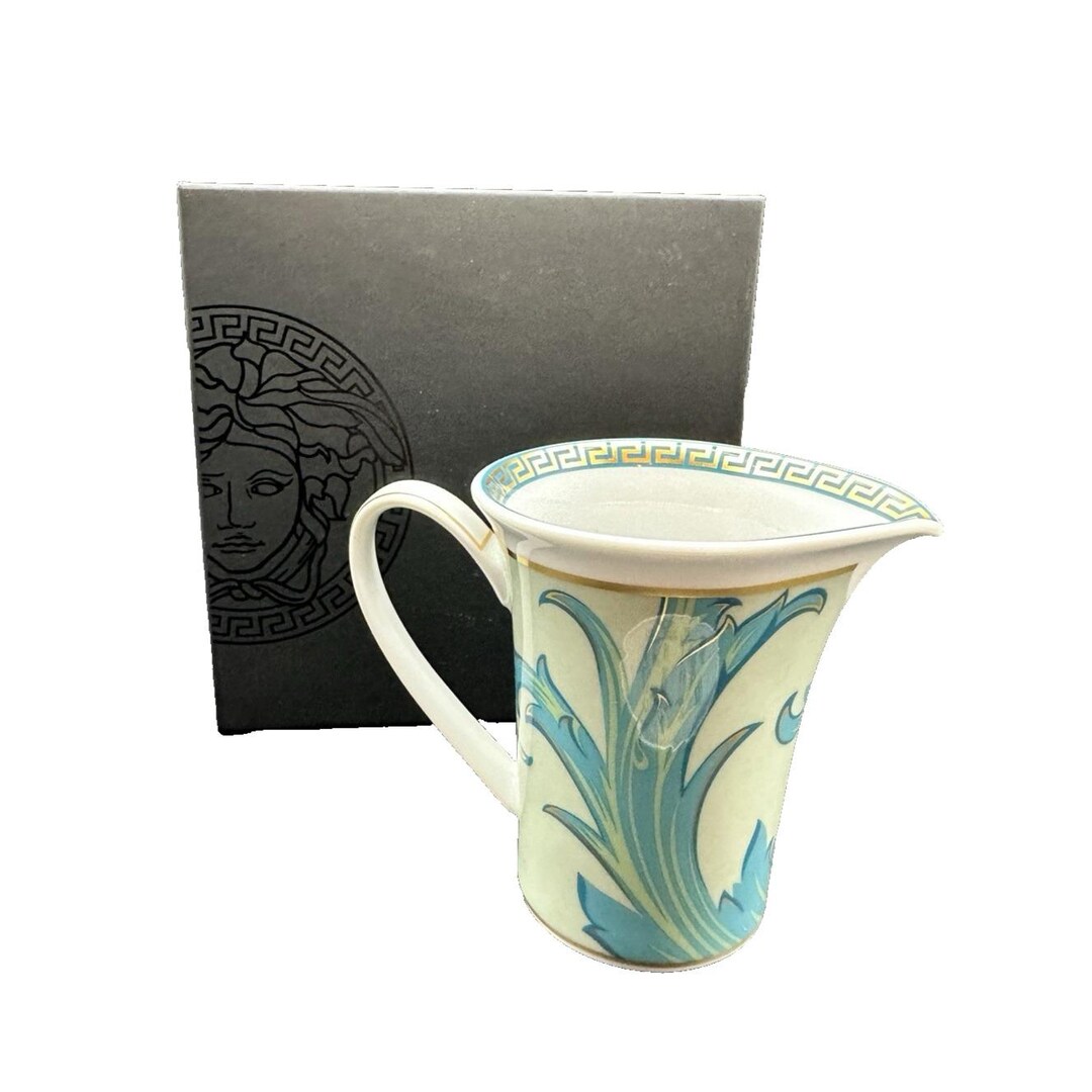 Versace Ikarus Rosenthal Blue Green Arabesque Porcelain Creamer Pitcher ...