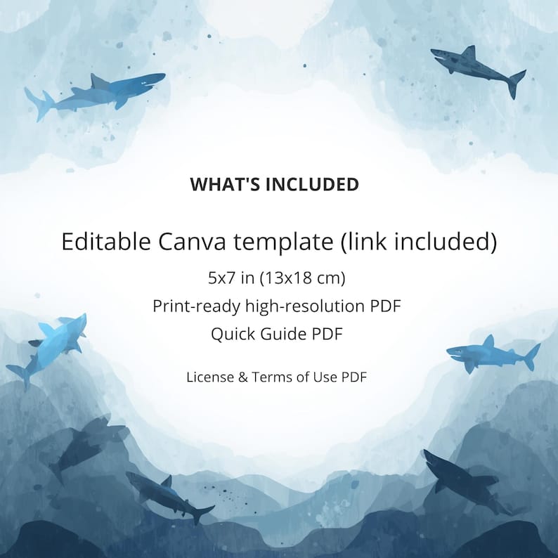 Shark Birthday Invitation | Editable Ocean Party Invite for Boys ...