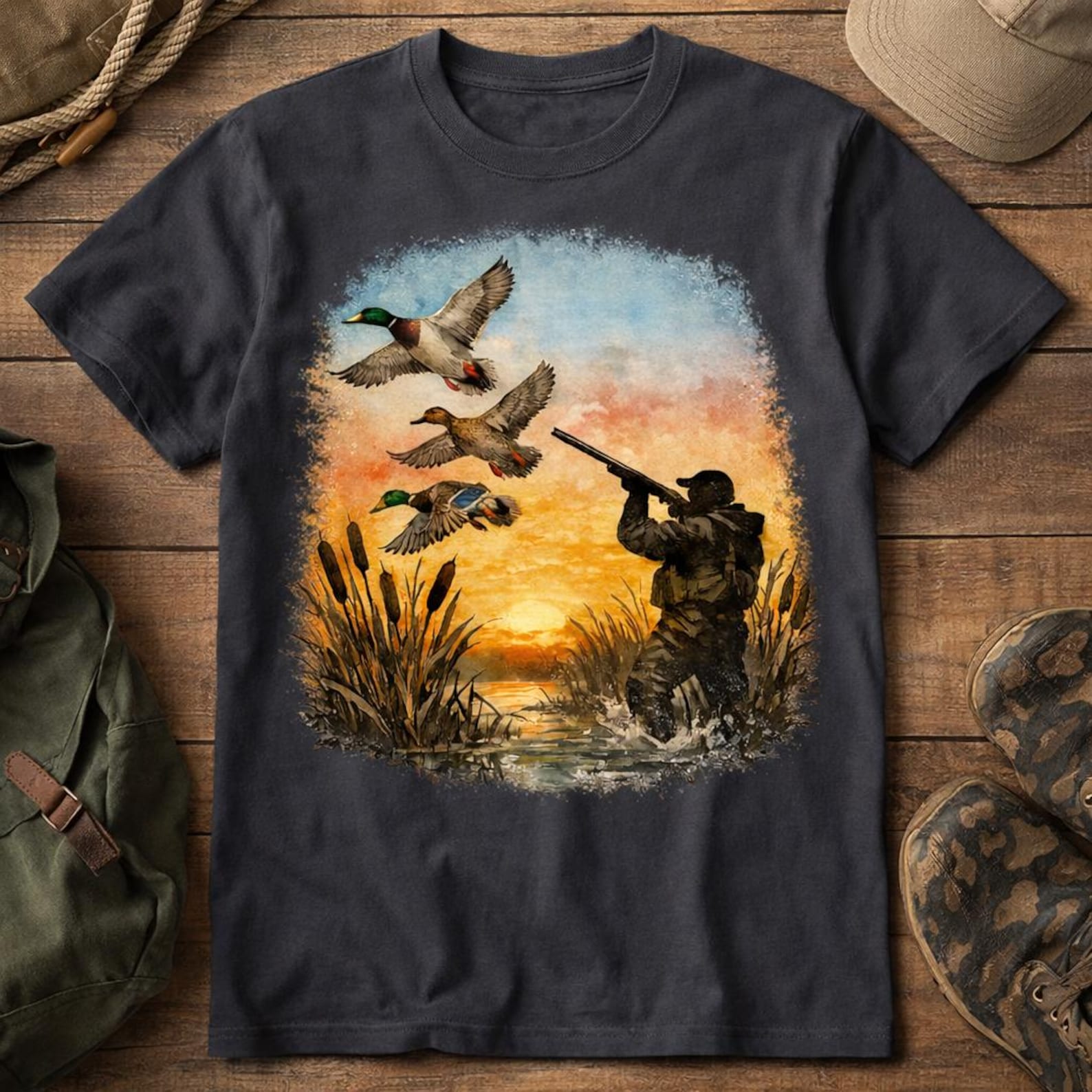 Duck Hunting Sublimation PNG | Waterfowl Sunrise Design | Transparent ...