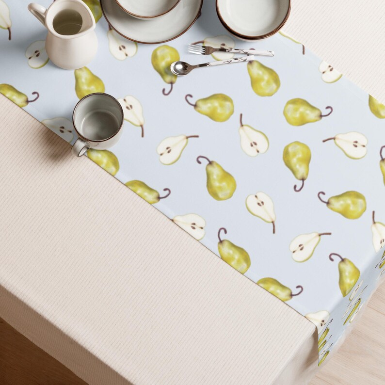 Pear Table Runner – Dusty Blue Grey Fruit Fabric Décor - Etsy UK