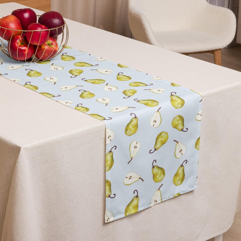 Pear Table Runner – Dusty Blue Grey Fruit Fabric Décor - Etsy UK