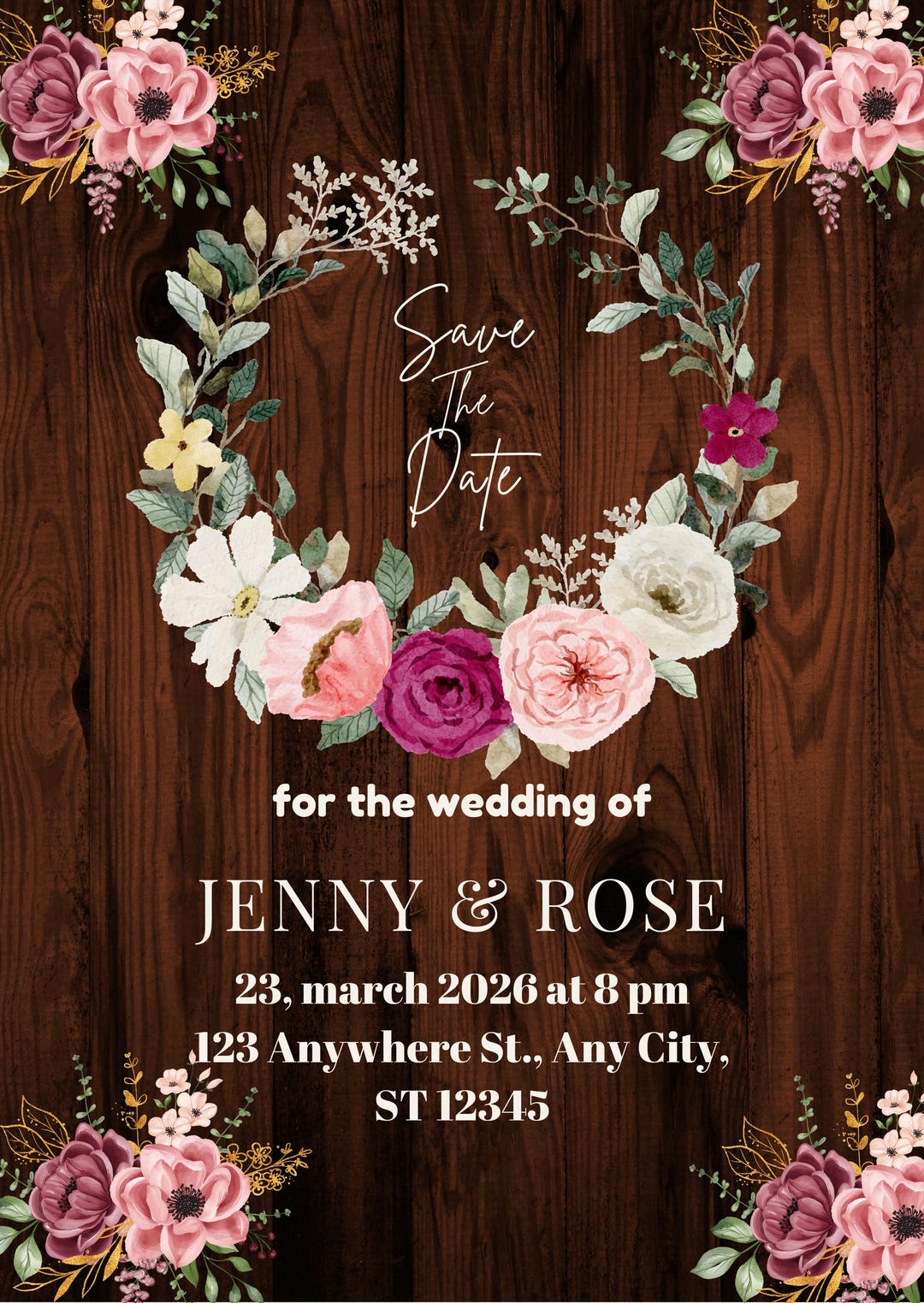 Canva Editable Rustic Wedding Invitation Template | Perfect for Fall ...
