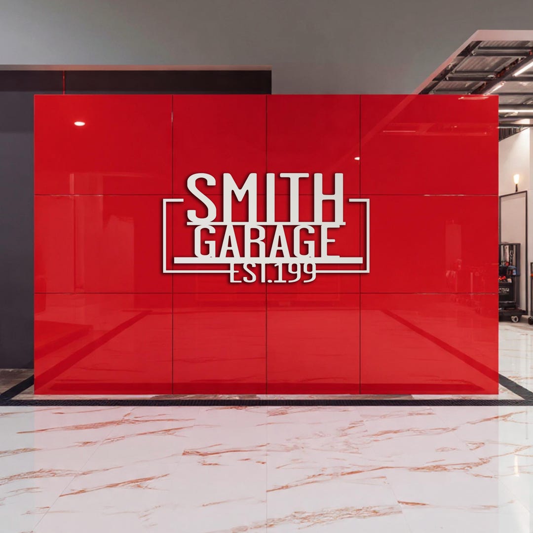 Custom Garage Name Aluminium Sign, Personalized Dad Workshop Bar Decor ...
