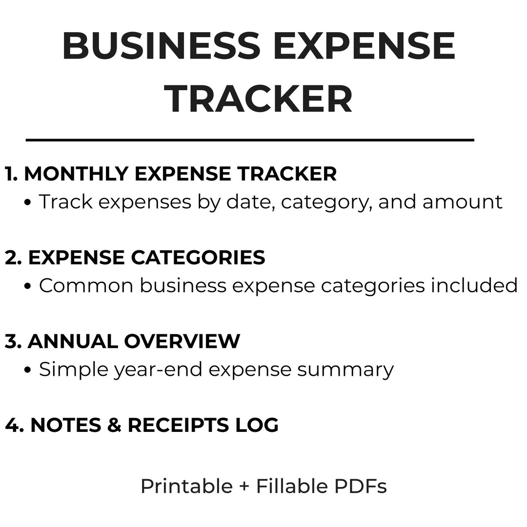 Business Expense Tracker Printable and Fillable Pdfs | Small Business ...