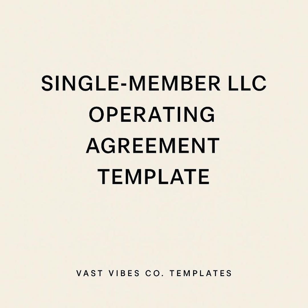 Single-member LLC Operating Agreement Bundle – 4 Templates | Fillable ...