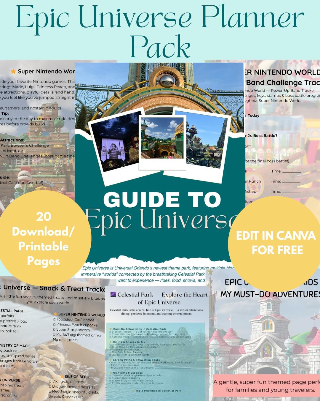 Universal Epic Universe Printable Planner | Super Nintendo World Guide ...