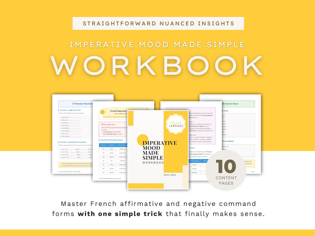 French Imperative Mood Workbook | Command Forms TU NOUS VOUS | B2-C2 ...