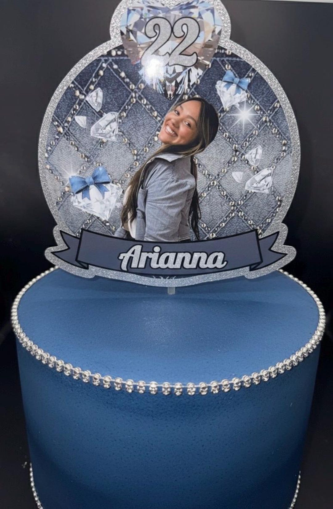 Printed Photograph Cake Topper |photo Cake Topper |denim and Diamonds ...