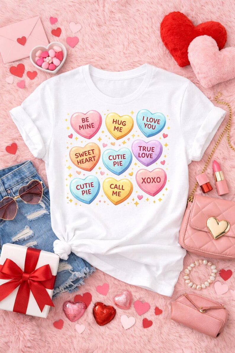 Valentine’s Day Sweethearts PNG, Conversation Hearts Valentine Design ...