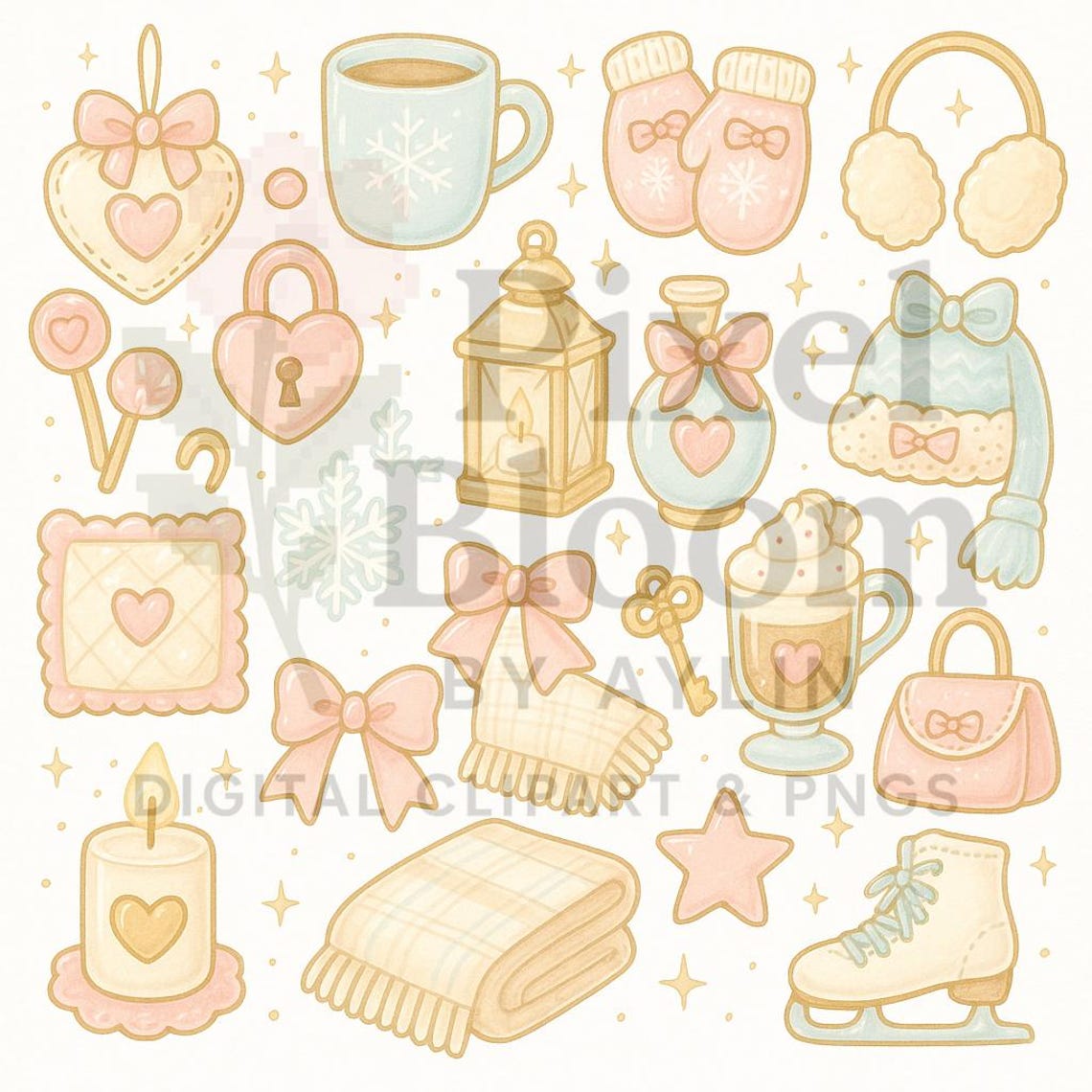 45 Pink Christmas Clipart PNG Bundle - Etsy