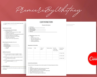 Customizable Client Intake Form, Tax Office Intake, Conditional Forms ...