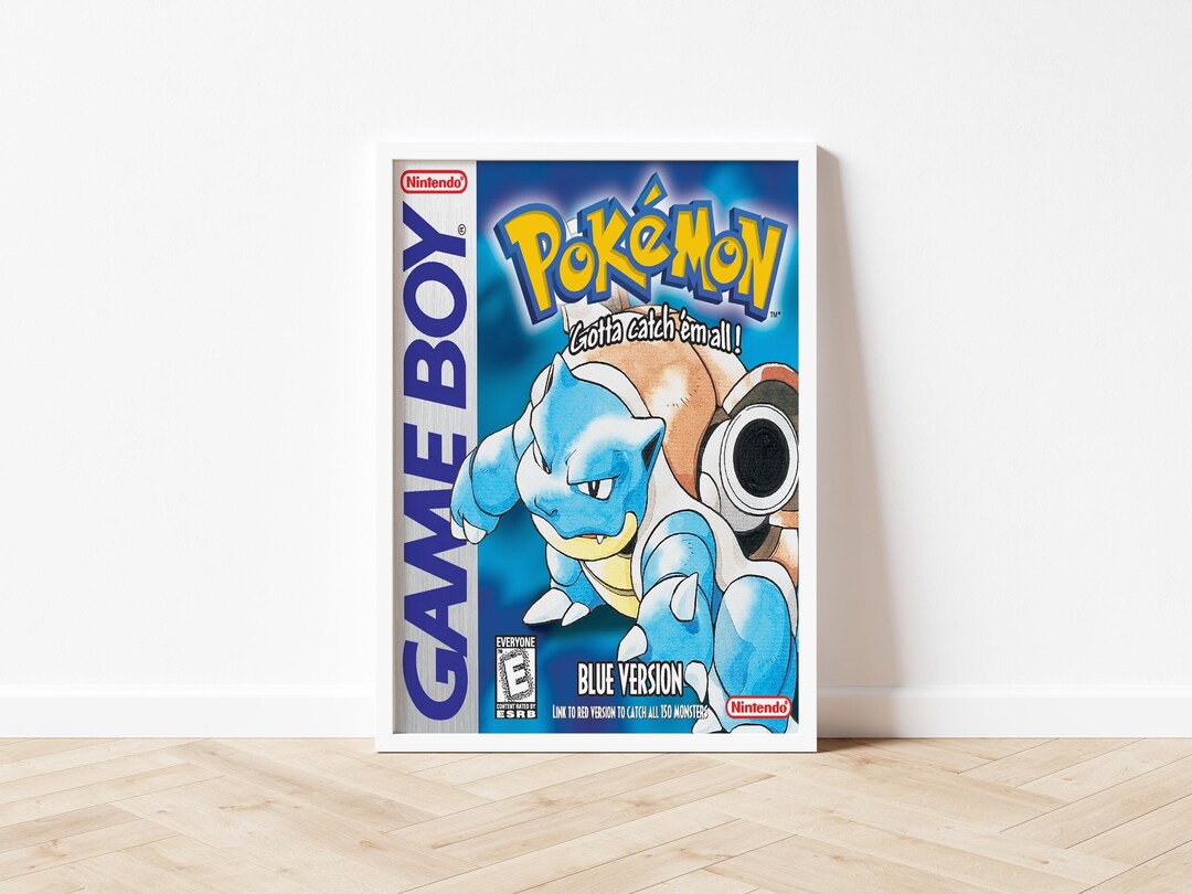 Pokémon Blue Version Blastoise Poster, Retro Game Boy Pokémon Wall Art ...