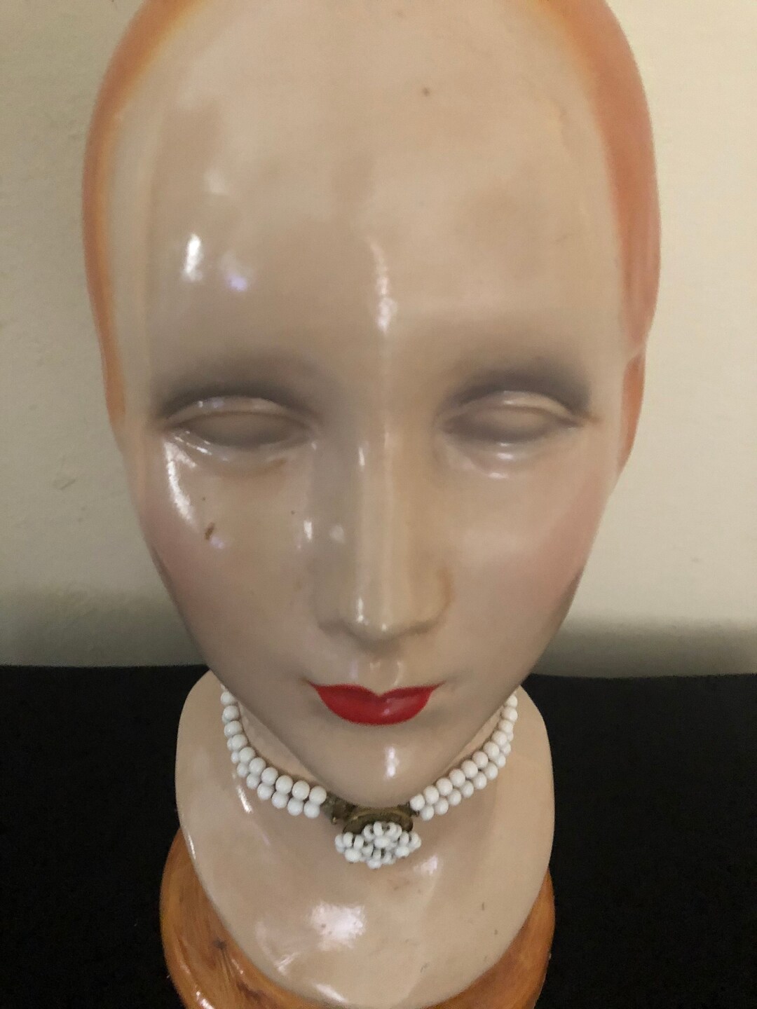 1950s MIRIAM HASKELL White Chalk Bead Double Strand Chocker With 4 ...