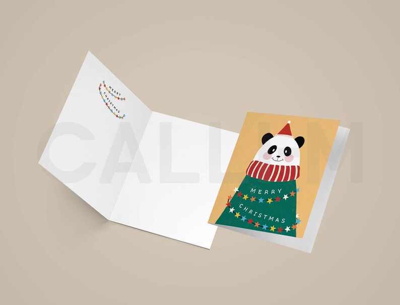 Panda & Cat Christmas Cards – Printable Holiday Card Set (PDF) - Etsy