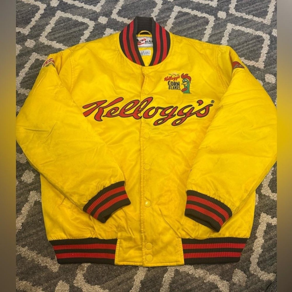 Vintage Kellogg's Corn Flakes Racing Jacket Chase Authentics Yellow ...