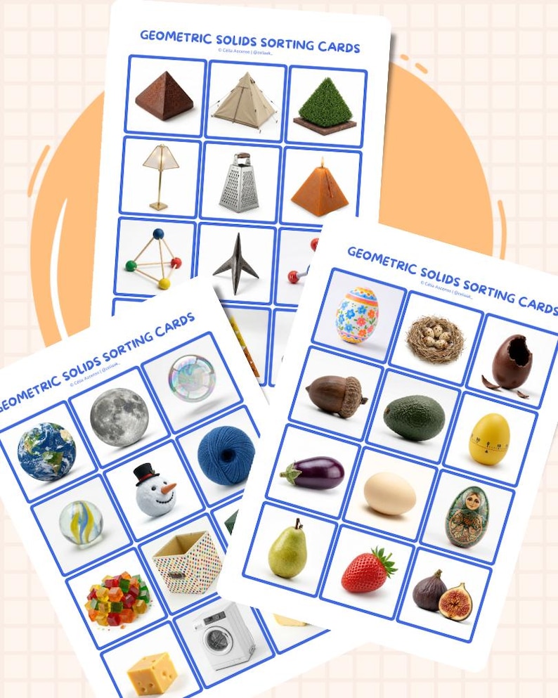 Geometric Solids 180 Sorting Cards Activity • Montessori 3D Solids ...