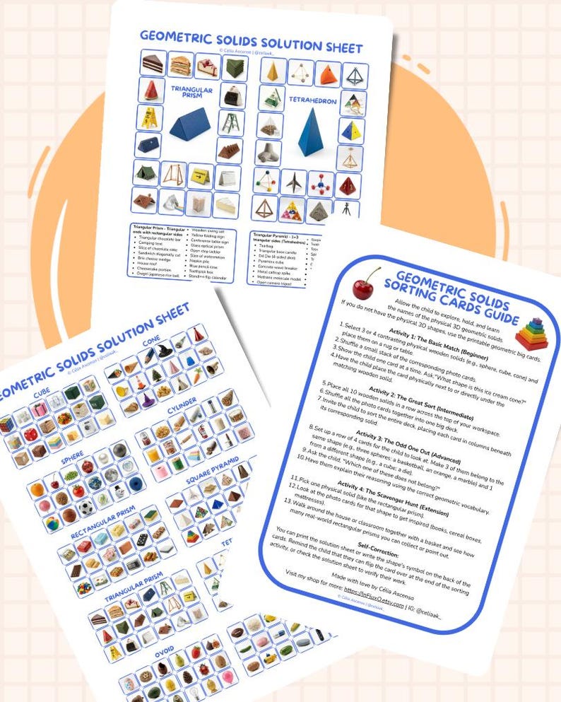Geometric Solids 180 Sorting Cards Activity • Montessori 3D Solids ...