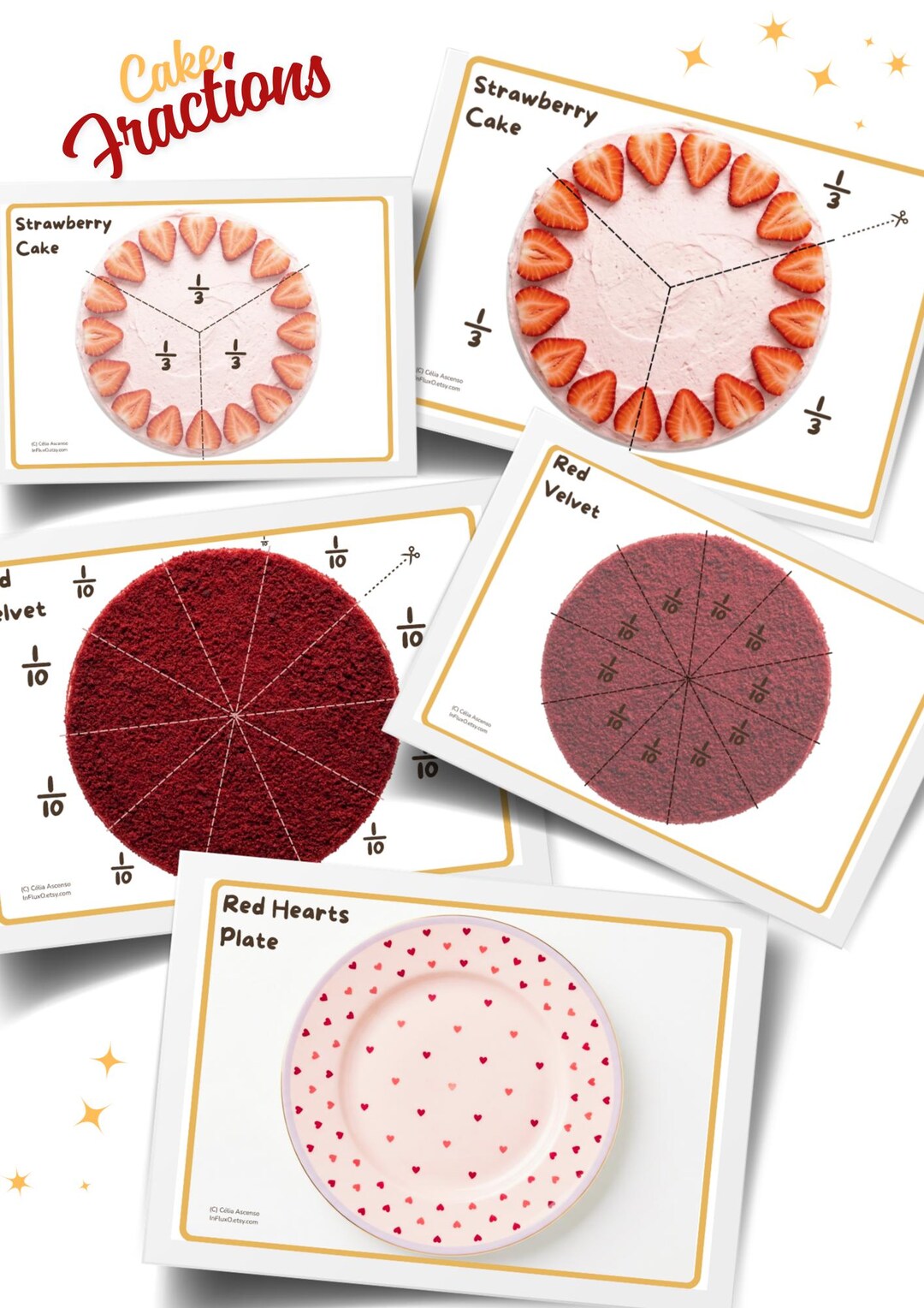 Fraction Cake Math Game | Printable Manipulatives Kids Activity ...