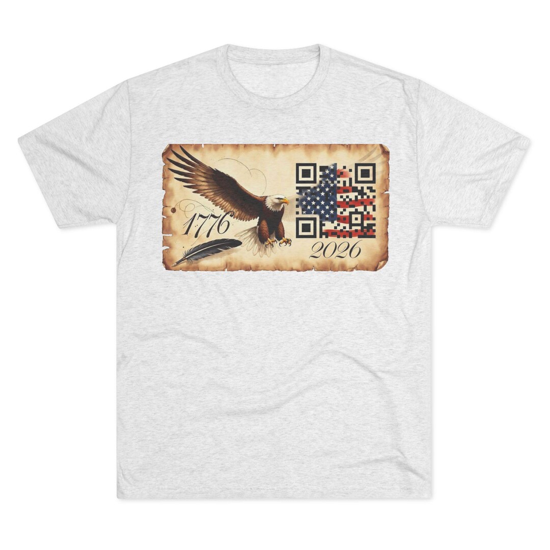 Bald Eagle With QR Code 1776-2026 Tee | Patriotic American Flag Design ...