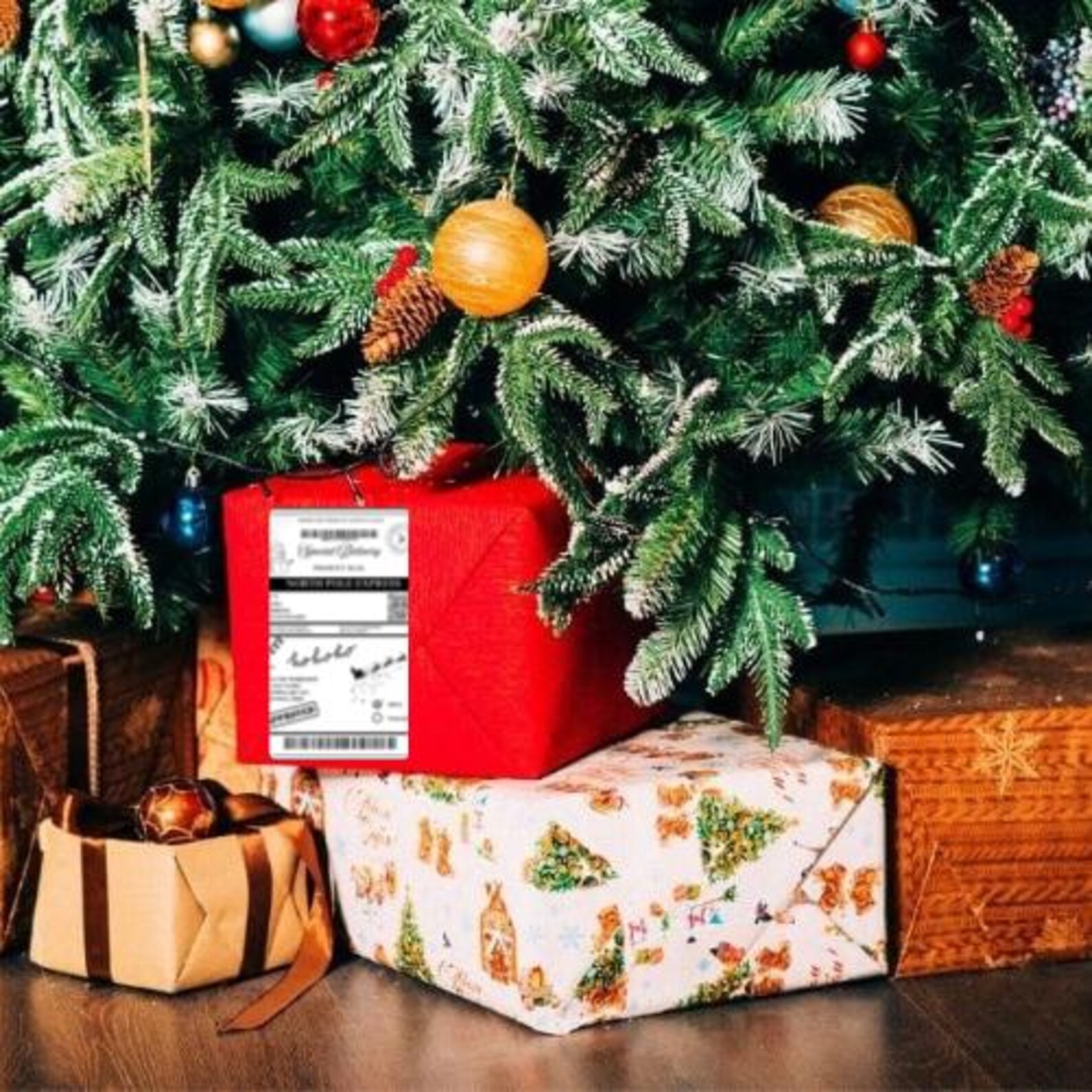 Editable Christmas Santa Shipping Label Gift Tag | Canva Digital ...