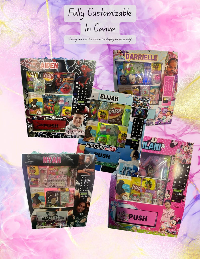 Editable Vending Machine Box Templates| Candy Box| 16x20 Printable DIY ...
