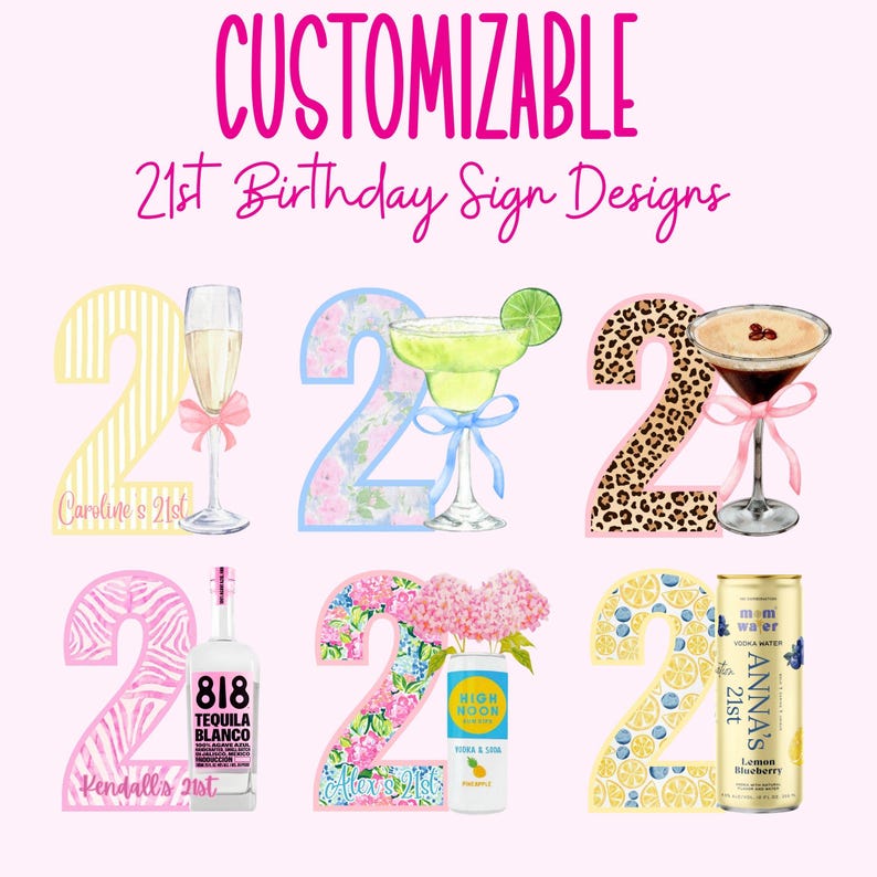 21st Birthday Sign | Custom Drink Sign | 16x20 Party Cutout (digital ...