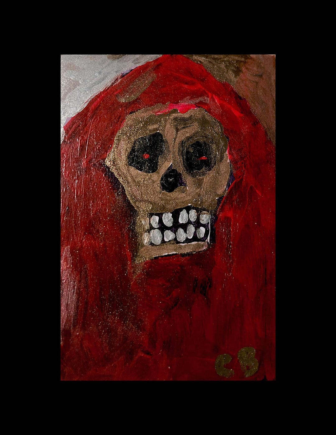 Red Grim Reaper Original Acrylic Painting ATC Trading Card 2.5 X 3.5 ...