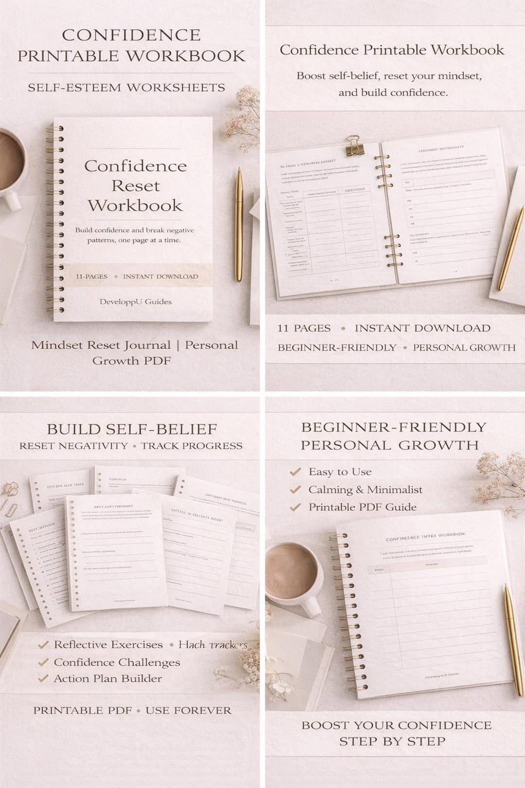 Confidence Printable Workbook | Self-esteem Worksheets | Mindset Reset ...