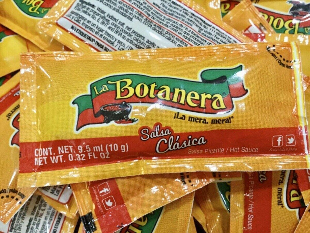 The 50 Salsa Botanera Clasica Picante Hot Sauce Pakets to Go 10g Each ...
