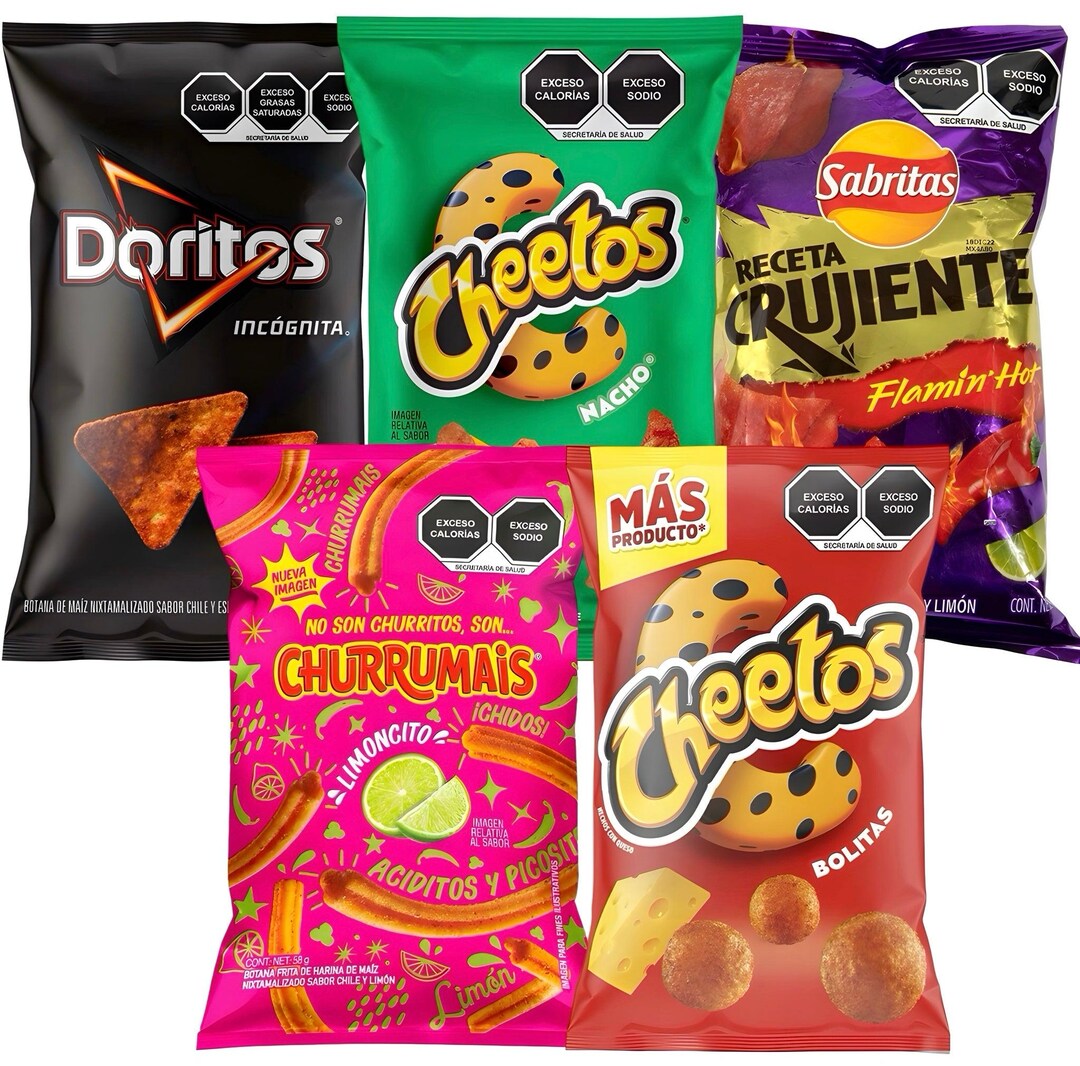 Sabritas Mexican Botanas Papas Chips Variety Pack Small Box W|5 Bags ...