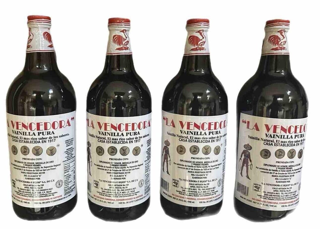 The 4 X La Vencedora Mexican Vanilla Pura Glass Bottle 31oz Each From ...