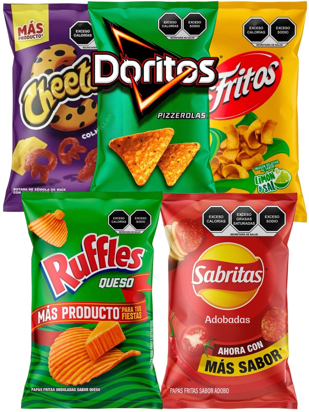 Sabritas Mexican Papas Chips Variety Pack Small Box W|5 Bags Mexican ...