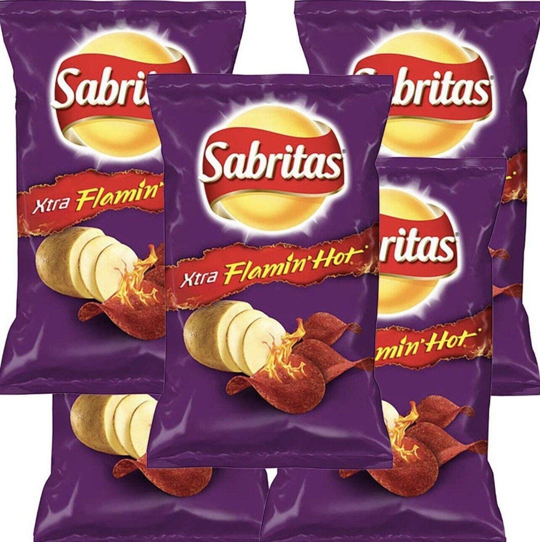 Sabritas Extra Flamin Hot Chips 45G Box With 5 Bags Papas Snacks ...
