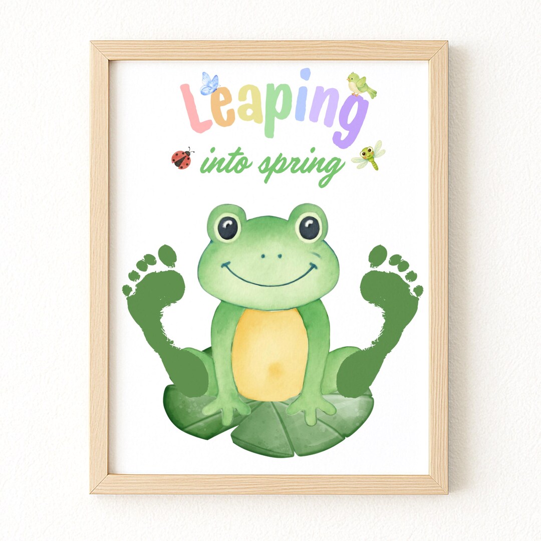 Leaping Into Spring Footprint Craft, Frog Keepsake Art (digital ...