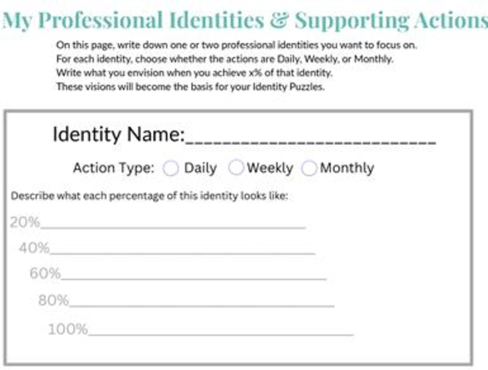 Identity Tableau Vision Workbook | Vision Board Printable | 2026 Goal ...