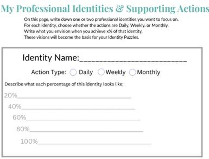 Identity Tableau Vision Workbook | Vision Board Printable | 2026 Goal ...