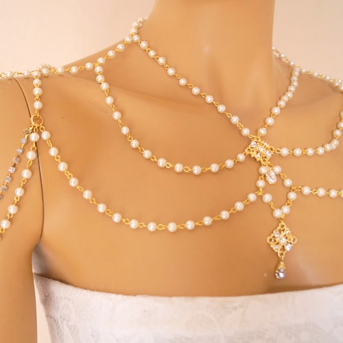 Wedding Shoulder Jewelry Gold Bridal Shoulder Necklace - Etsy