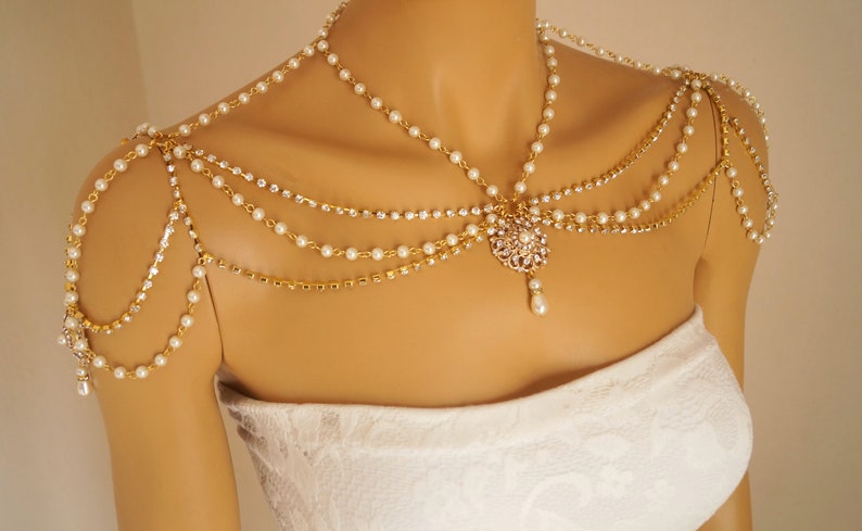 Gold Shoulder Necklaceart Deco Jewelrywedding - Etsy UK
