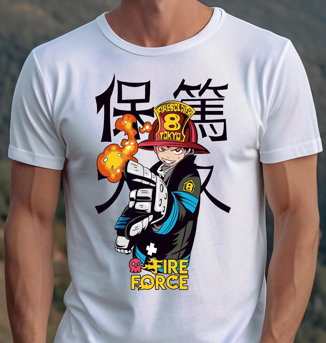 Anime Firefighter Streetwear Tee | Fire Power Graphic Shirt | Japanese ...