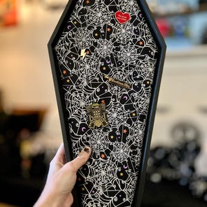 Gothic Coffin Pin Board – 18" Wall Display for Enamel Pins, Brooches ...