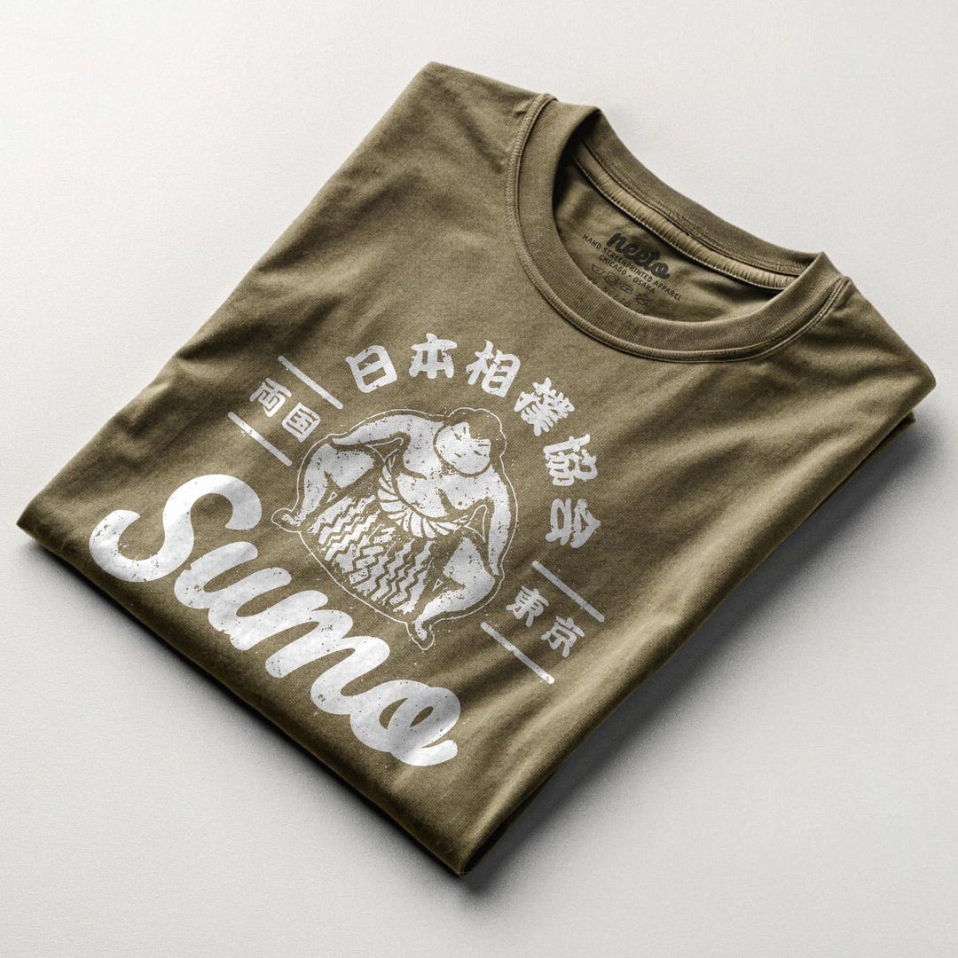 Sumo T-shirt Japan Wrestling Shirt Japanese Wrestler Yokozuna - Men Sizes - Hand Screenprinted ...