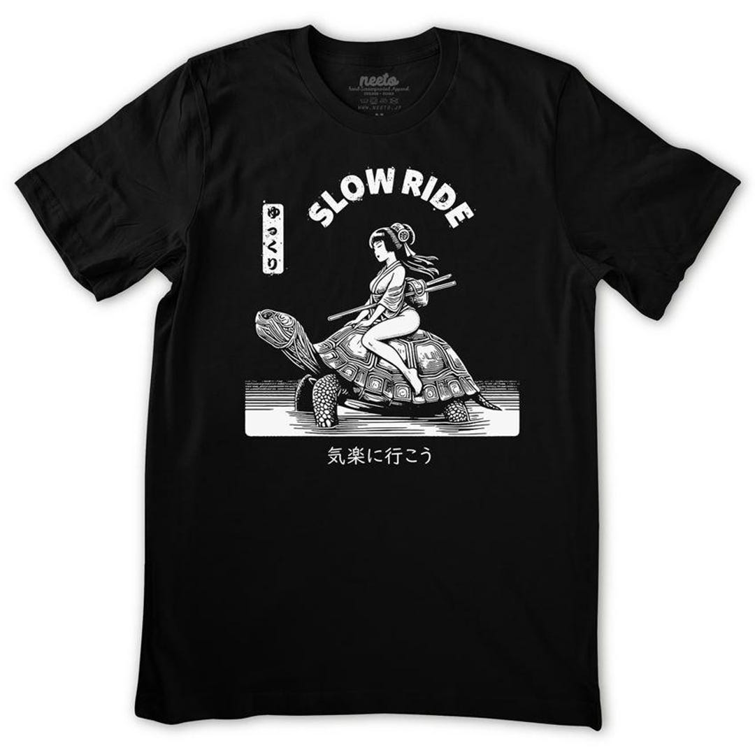Slow Ride Turtle T-shirt Pin-up Girl - Men - Sizes - Hand Screenprinted - Etsy